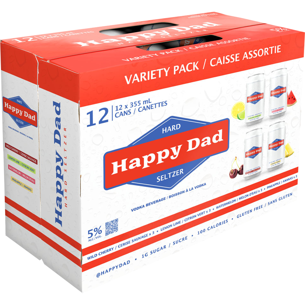 Happy Dad Hard Seltzer Variety Pack - 12 x 355 mL